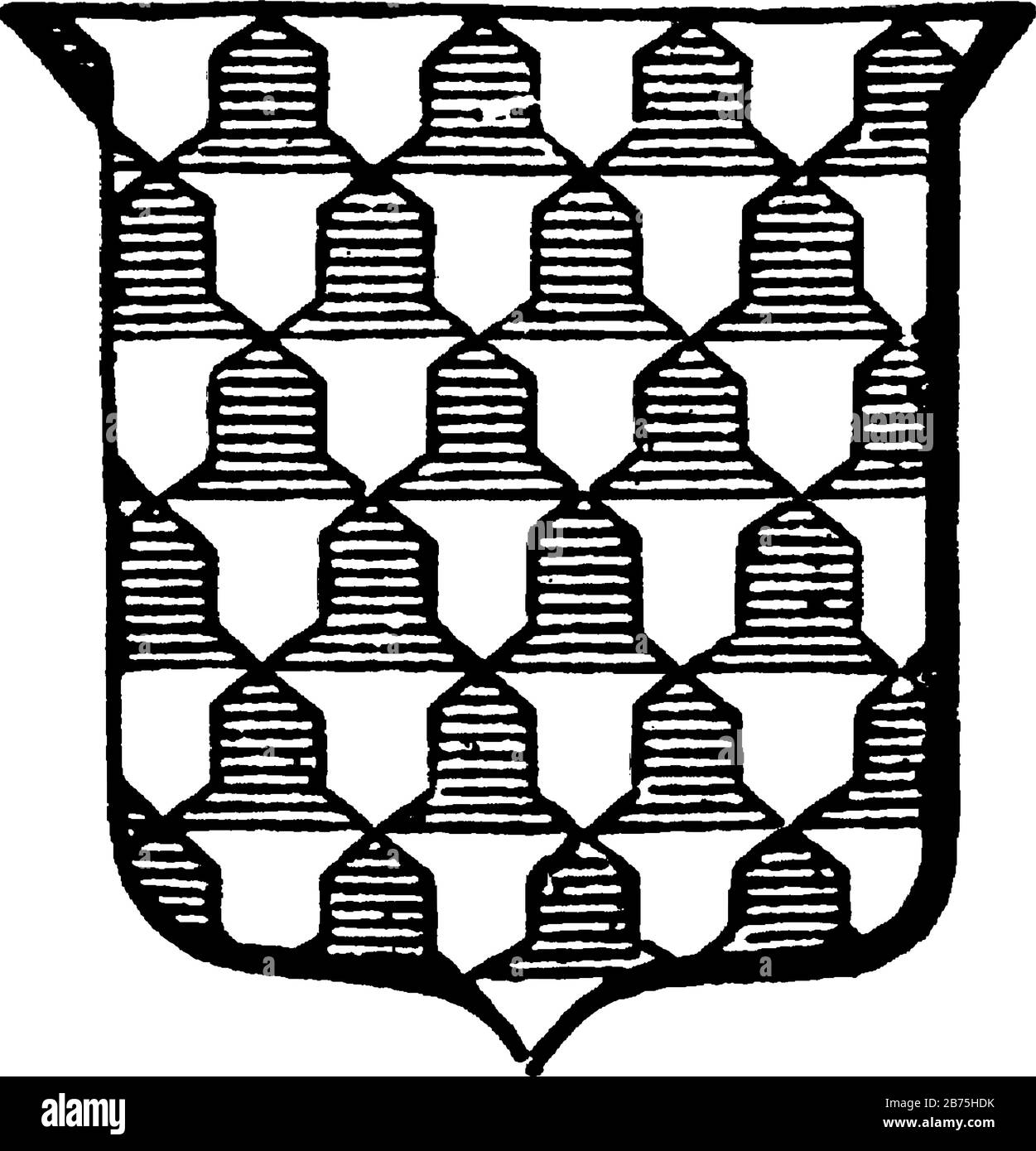 Vair pattern on a shield, vintage line drawing or engraving ...