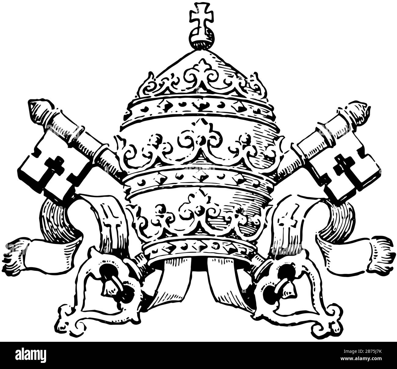 Papal Emblems has the rise of the Papal Power, vintage line drawing or ...