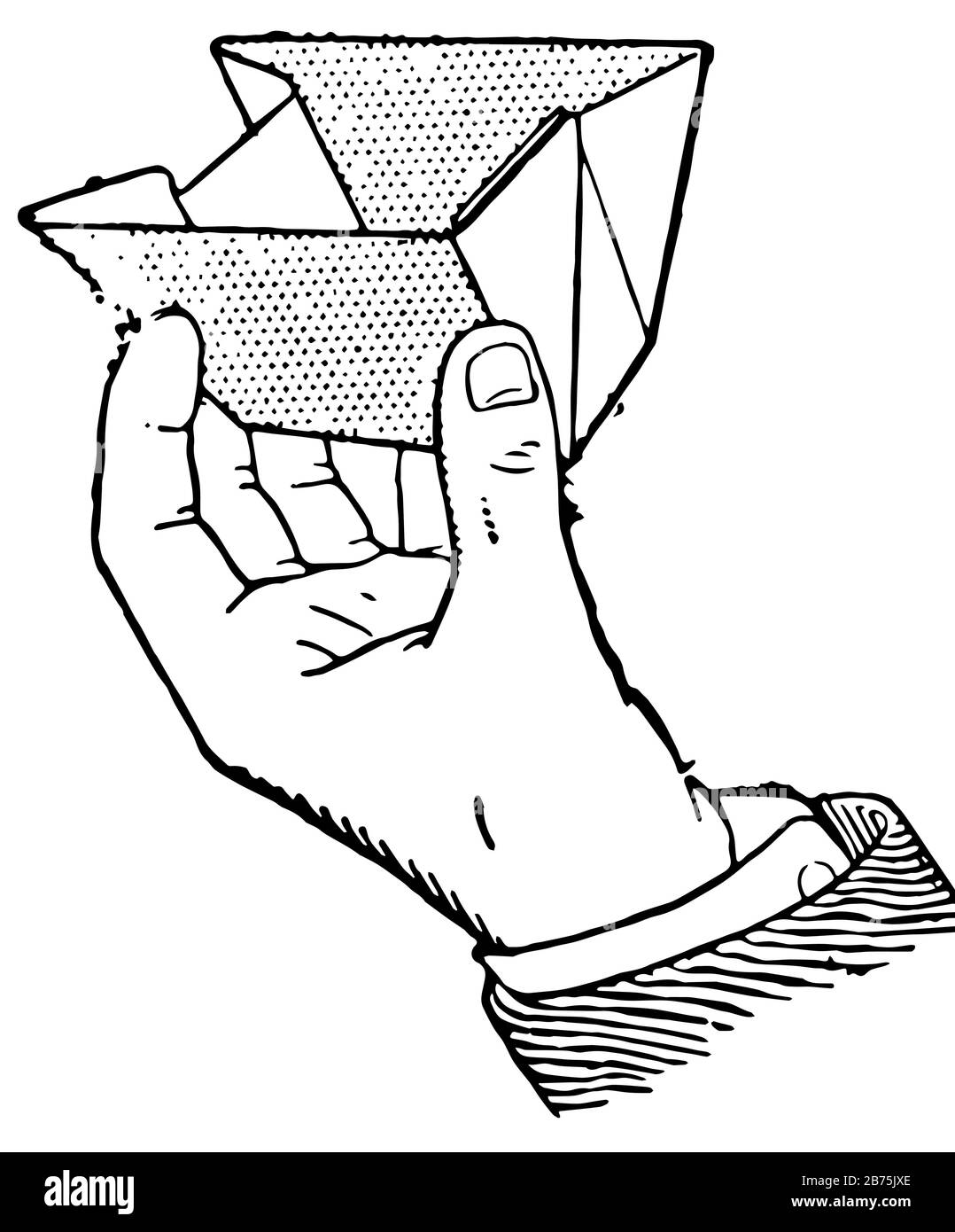 Hand holding an paper vintage Stock Vector Images - Alamy