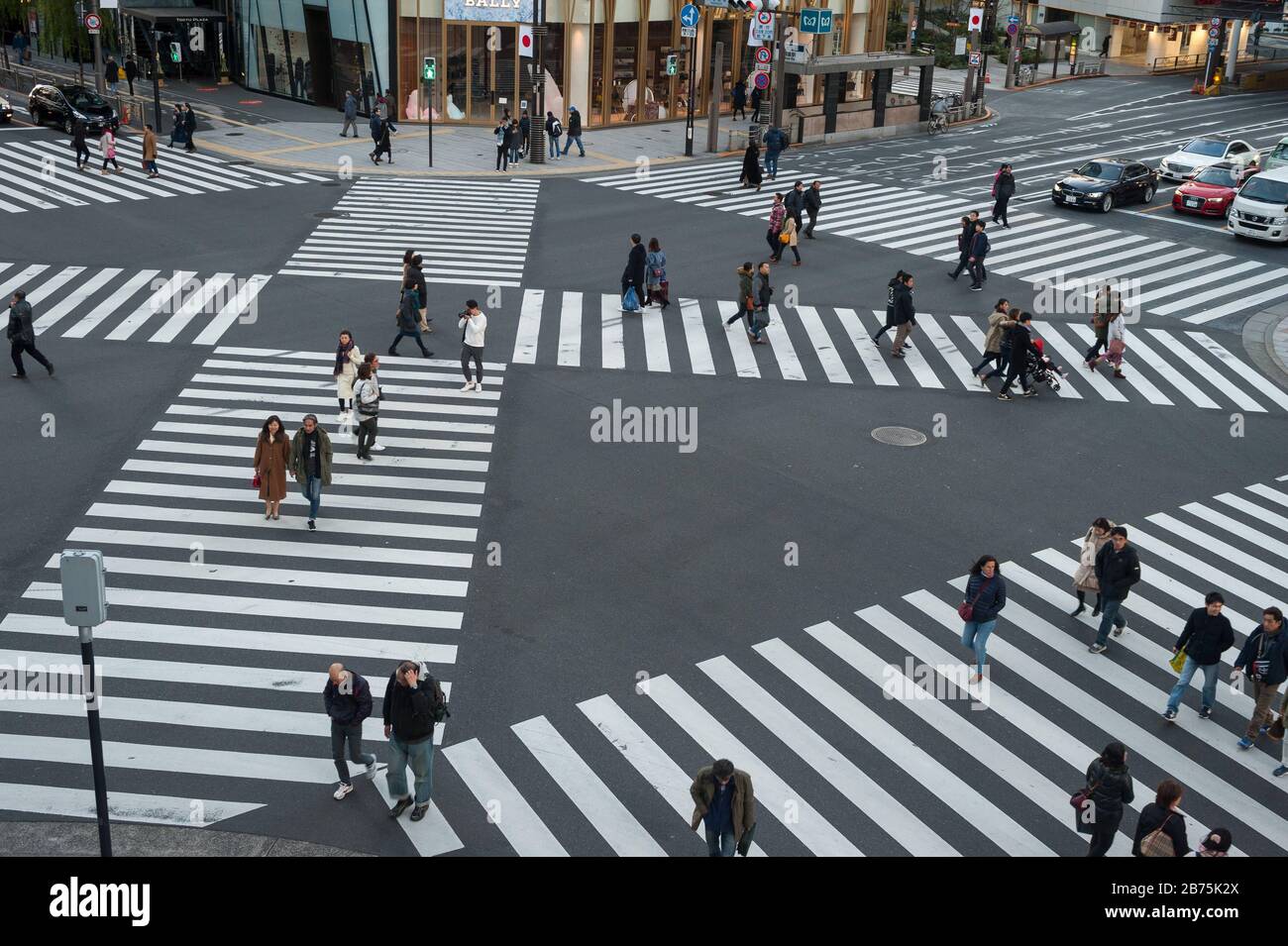 01.01.2018, Tokyo, Japan, Asia - A pedestrian crossing in Tokyo's Ginza ...