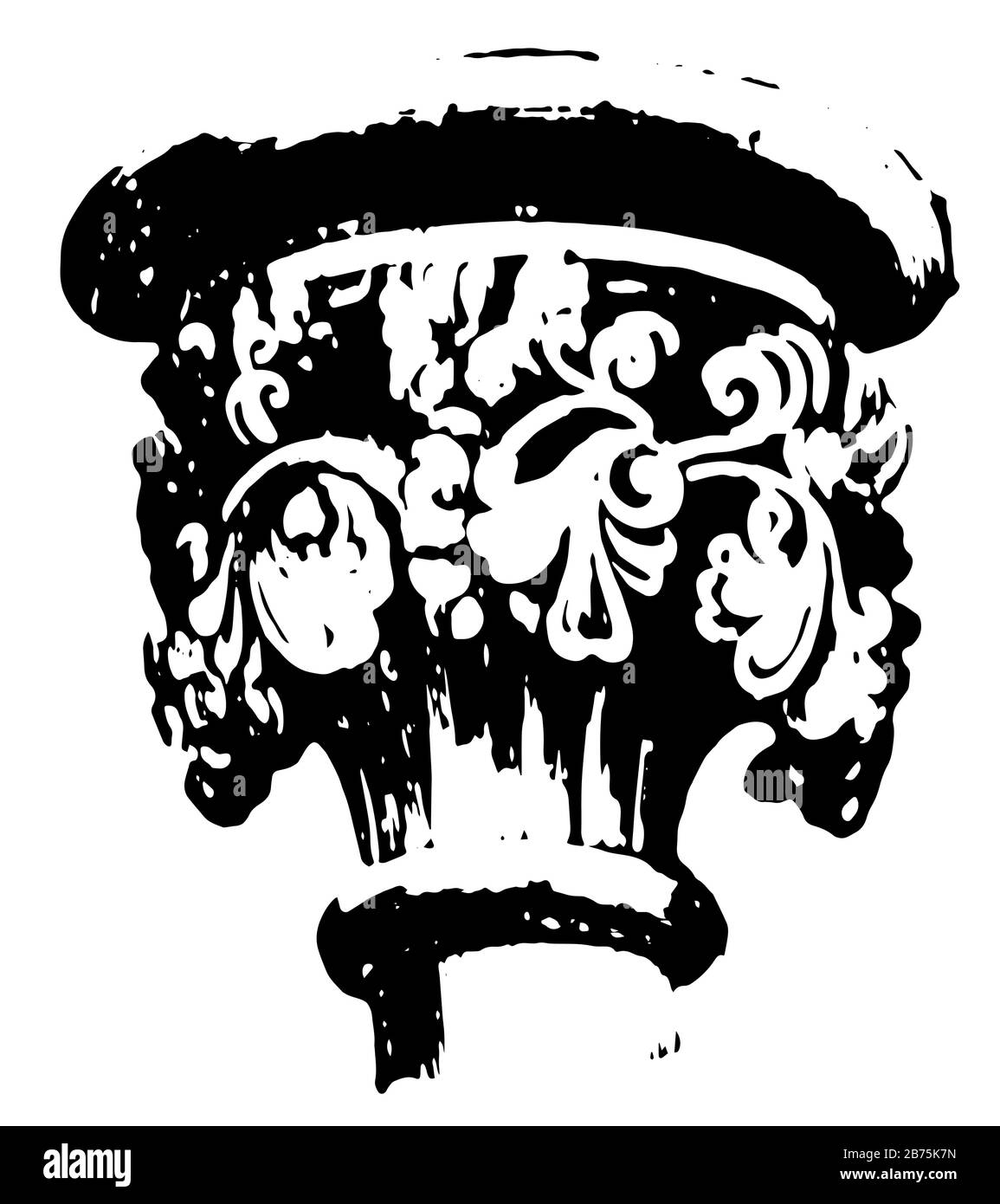 Capital or Persian Empire, leaf, conquered, assimilated, vintage line ...