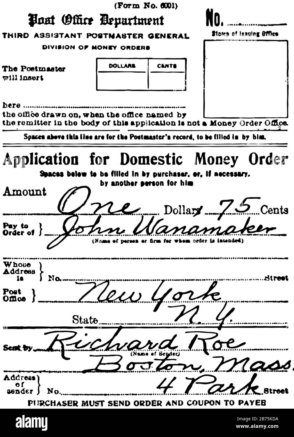 Money order hi-res stock photography and images - Alamy