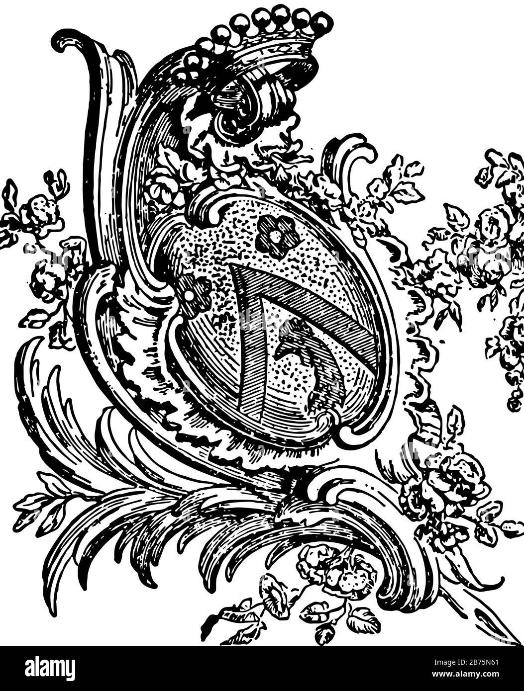 Book-plate or small print, Convers, decorative label, vintage line ...