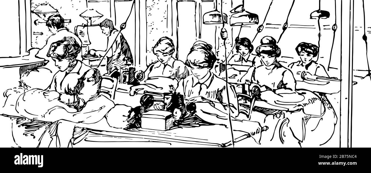 This illustration represents Manufacturing and sale of clothing ...