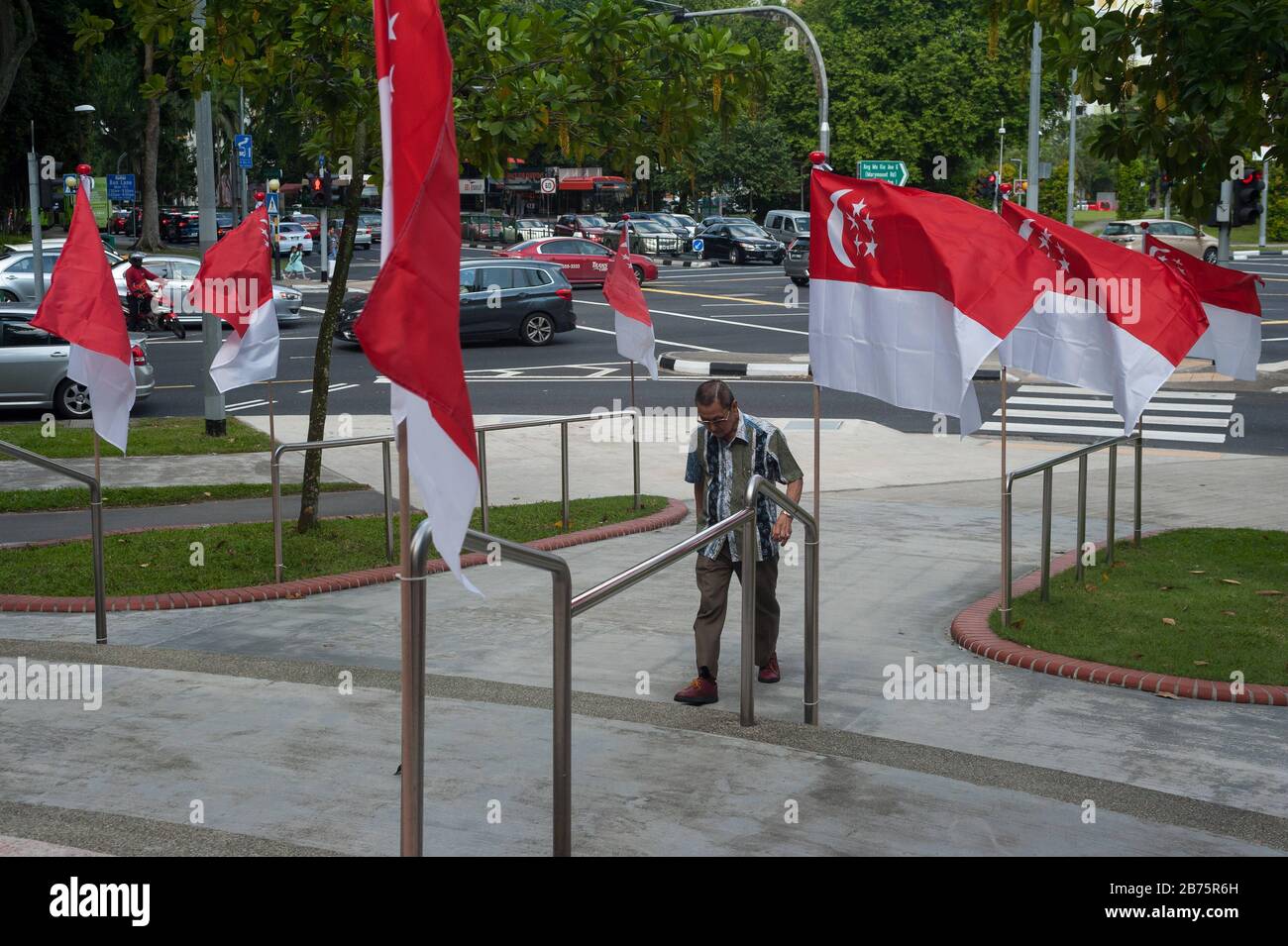 23.07.2017, Singapore, Republic of Singapore, Asia - National flags are ...