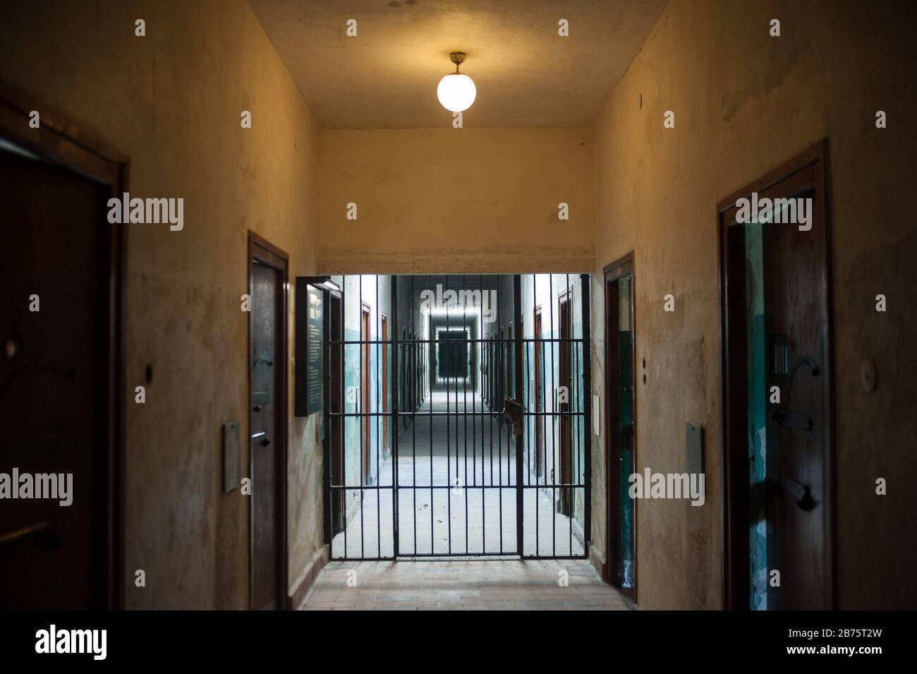 03.06.2017, Dachau, Bavaria, Germany, Europe - Cell wing in the bunker ...