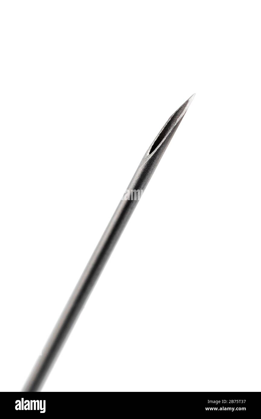 Medical needle, isolated on white background. Macro photo Stock Photo ...