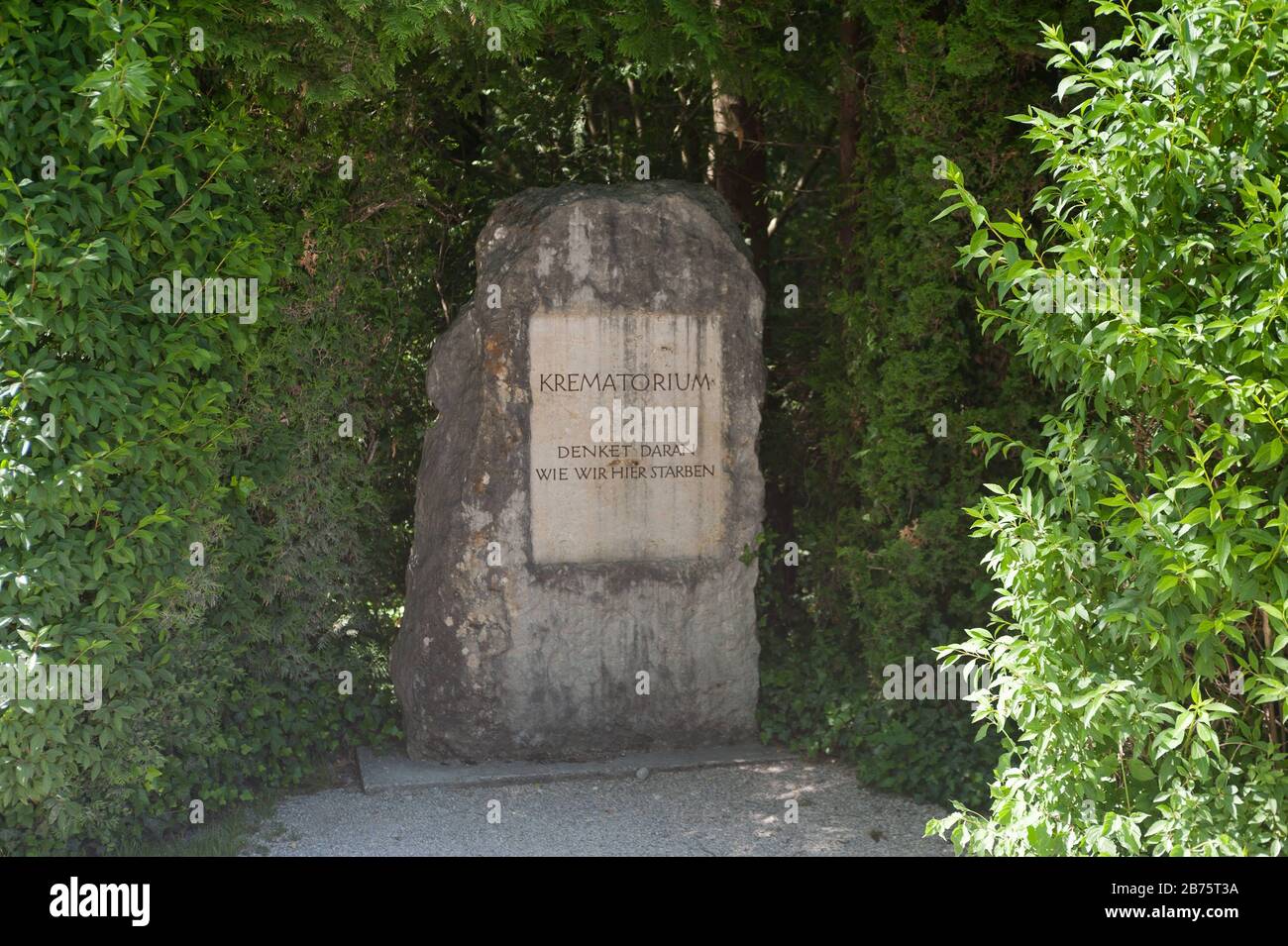 03.06.2017, Dachau, Bavaria, Germany, Europe - Memorial stone at the ...