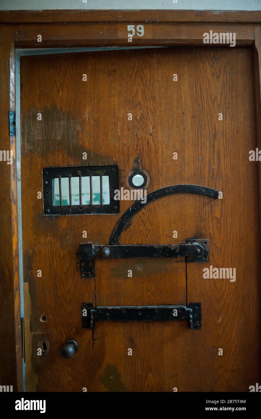 03.06.2017, Dachau, Bavaria, Germany, Europe - Cell door in the Dachau ...