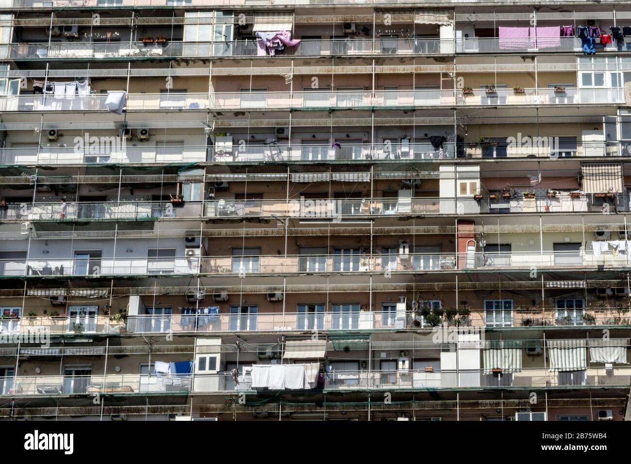 View of a dilapidated high-rise building in Naples, on 5 May 2017 ...