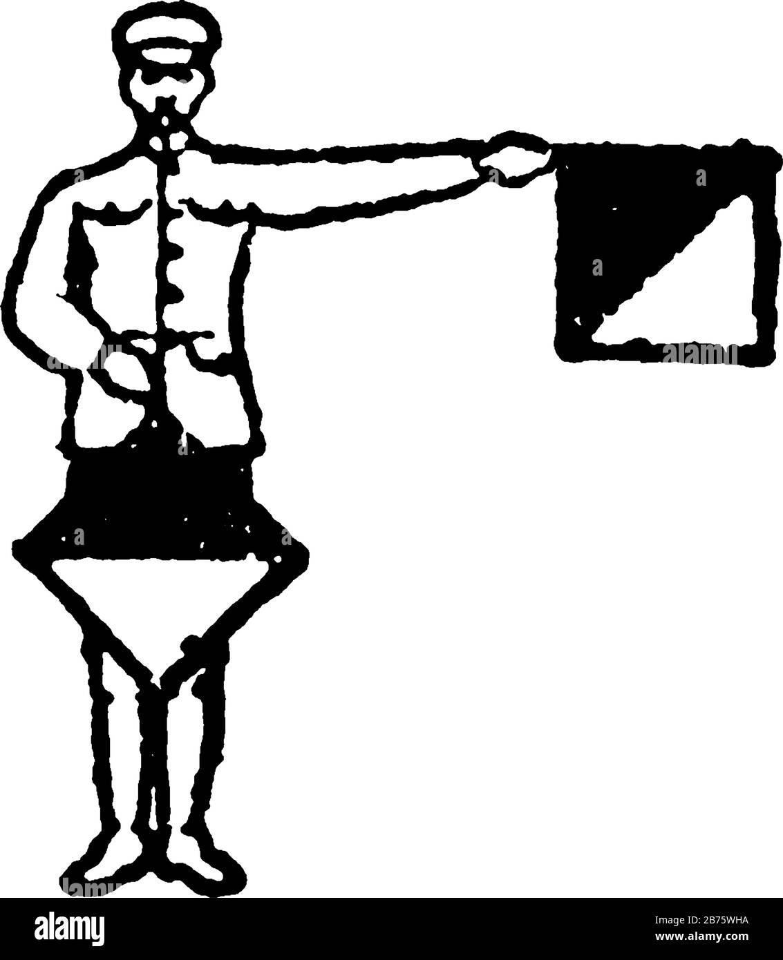 Flag signal, Flag signal for the letter F, or the number 6, Man holding ...