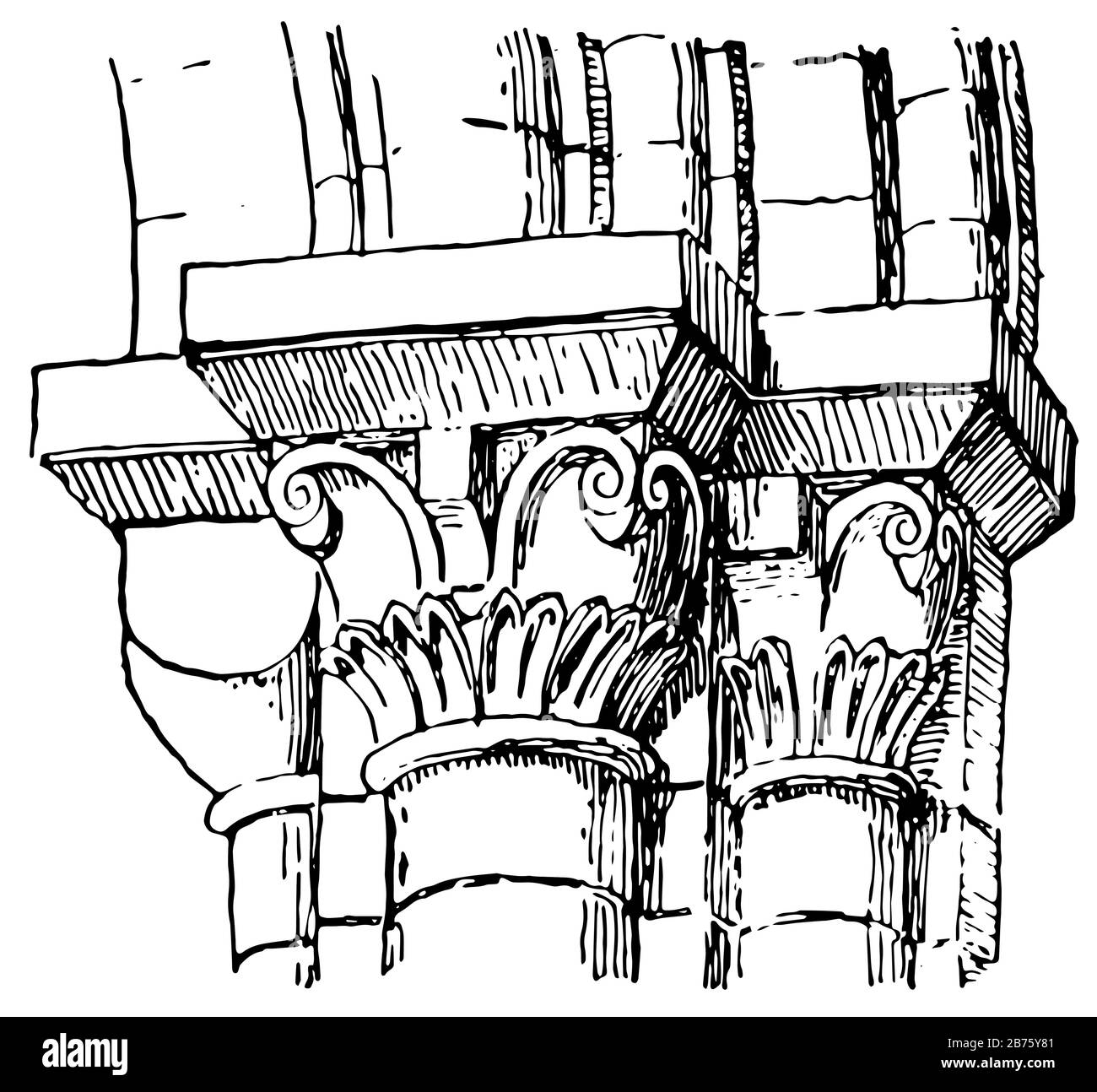 Capital, Haramston Church, Lines, volute, Colosseum, Rome, quarter ...