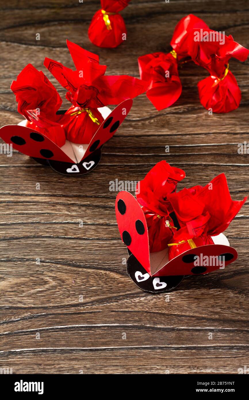 Ladybugs gift with sweets for birthday or for mother's day. Handmade ...