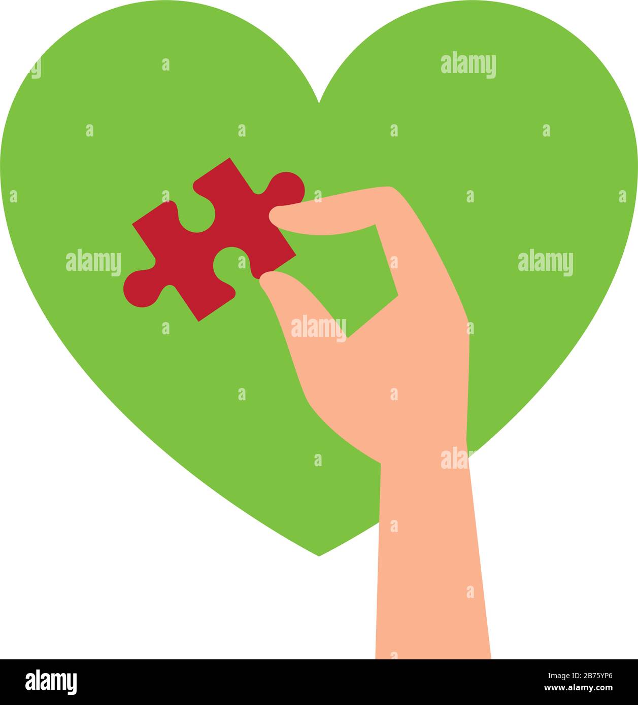 hand with puzzle piece and heart Stock Vector Image & Art - Alamy