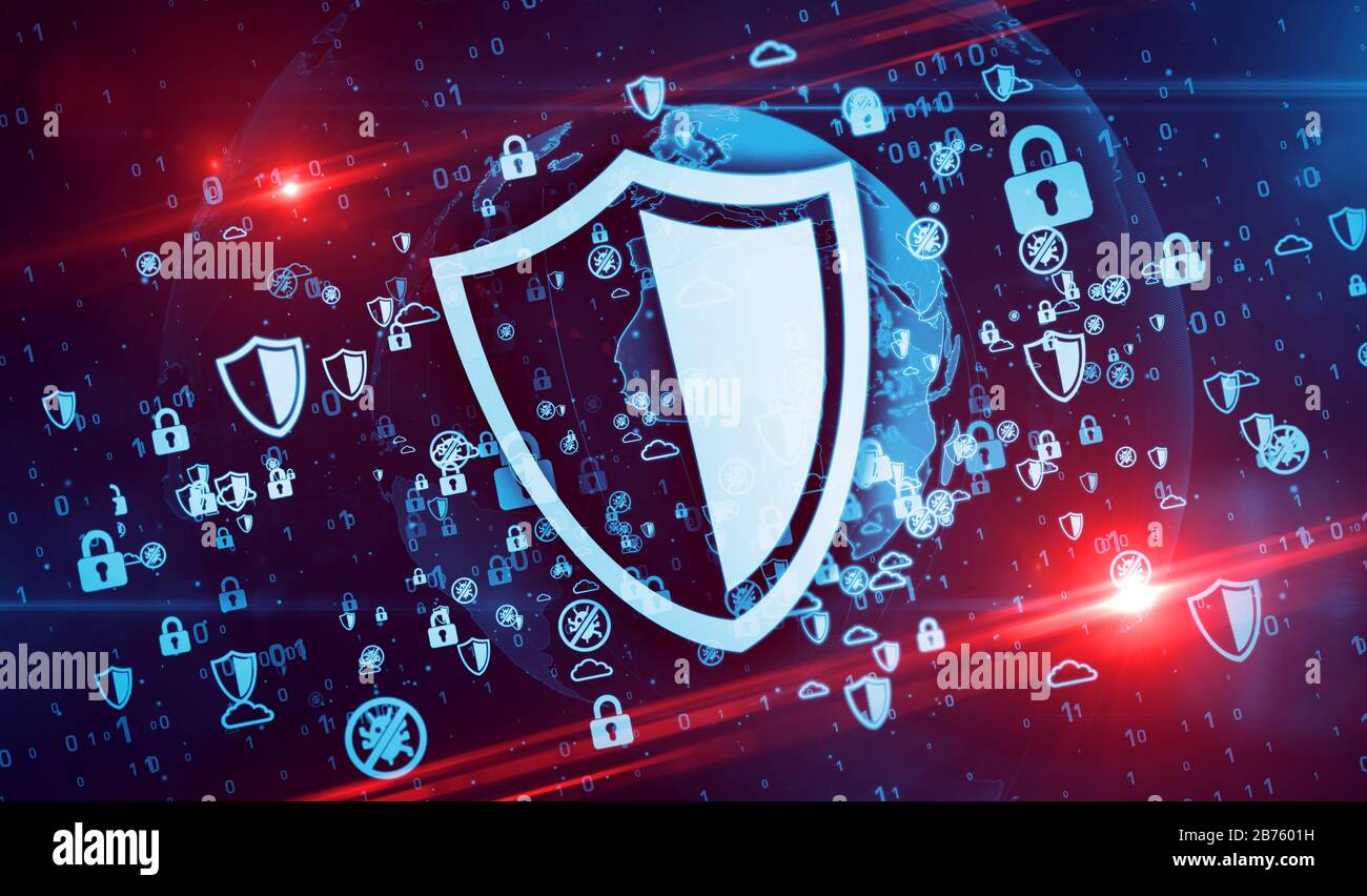 Shield. Cyber security, computer protection and digital safety symbols ...