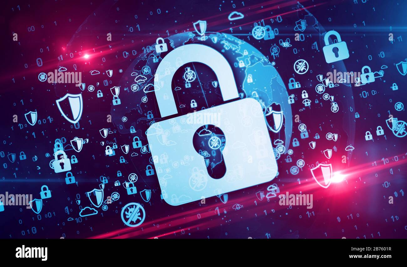 Padlock. Cyber security, computer protection and digital safety symbols ...