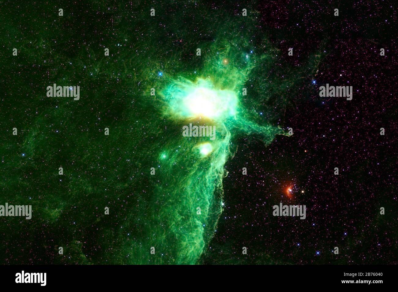 Beautiful space nebula of green color. Elements of this image were ...