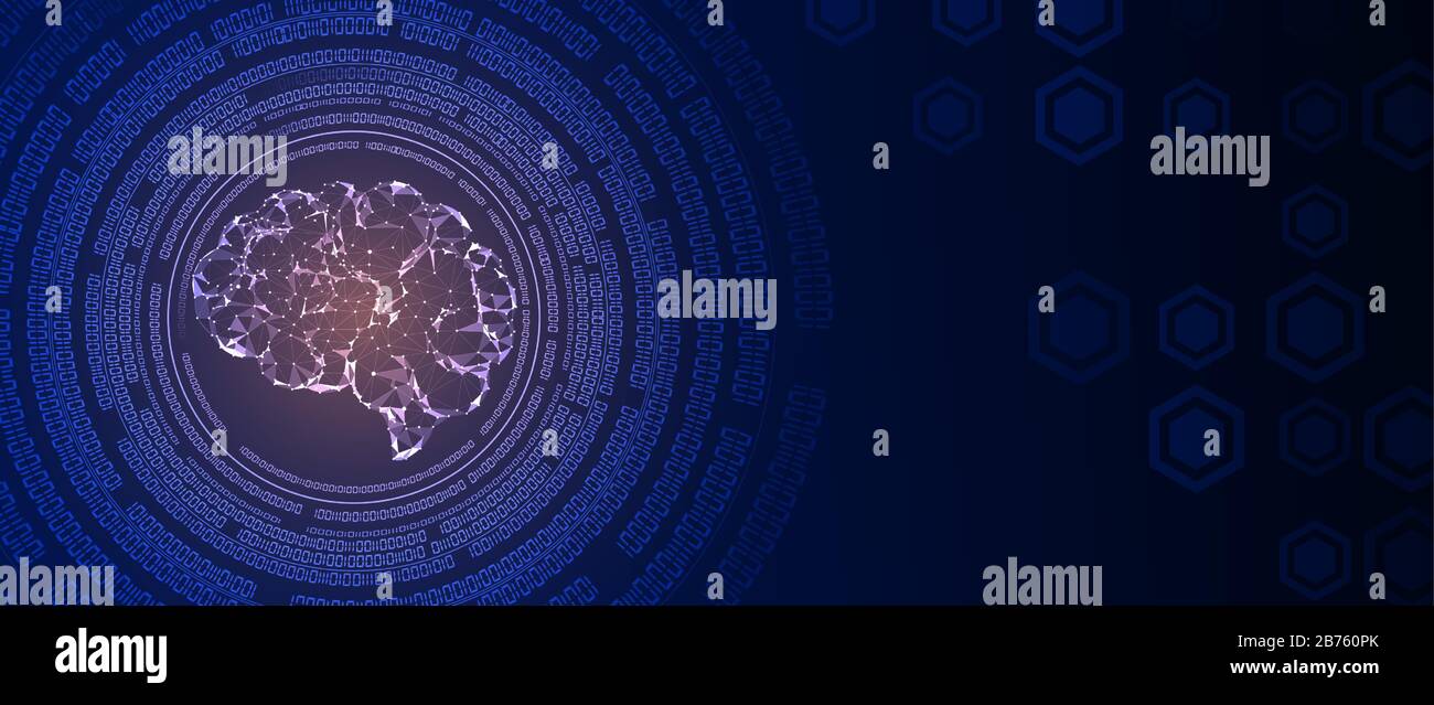 Abstract human brain. Artificial intelligence new technology. Science futuristic background ...