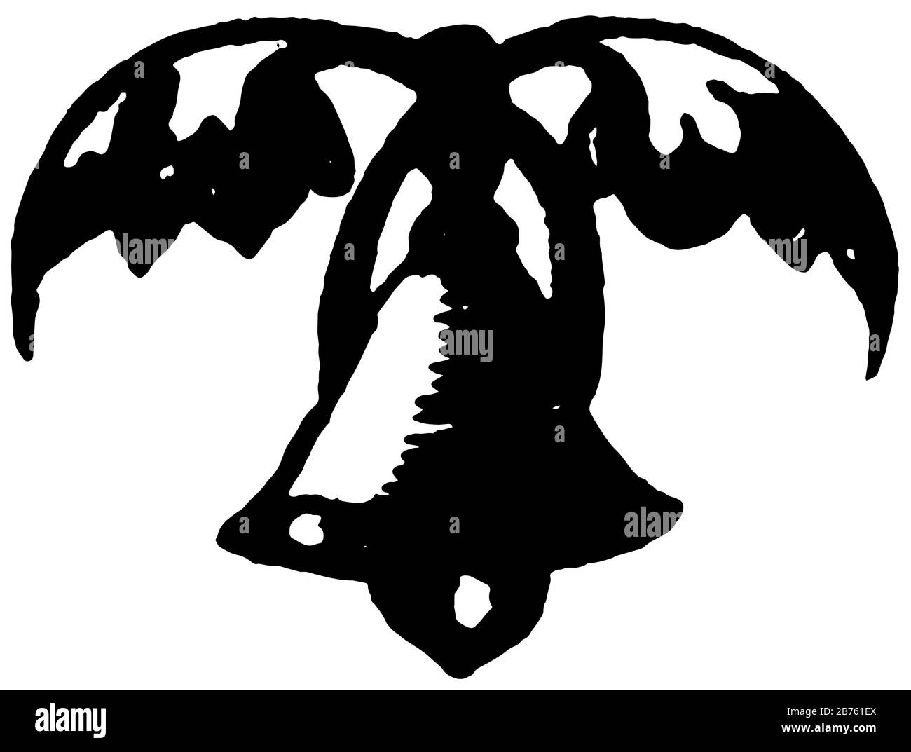 This design have bell with the two leaves, vintage line drawing or ...