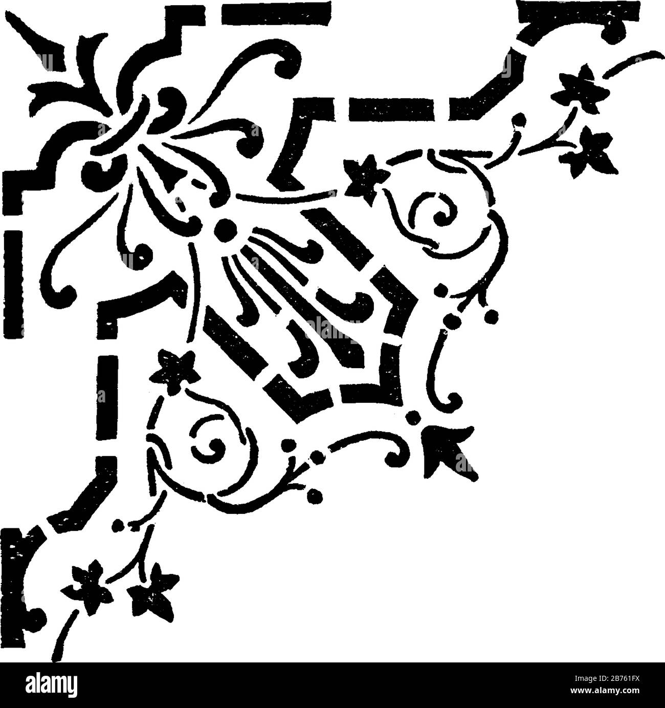 Stencils is a corner design, vintage line drawing or engraving ...