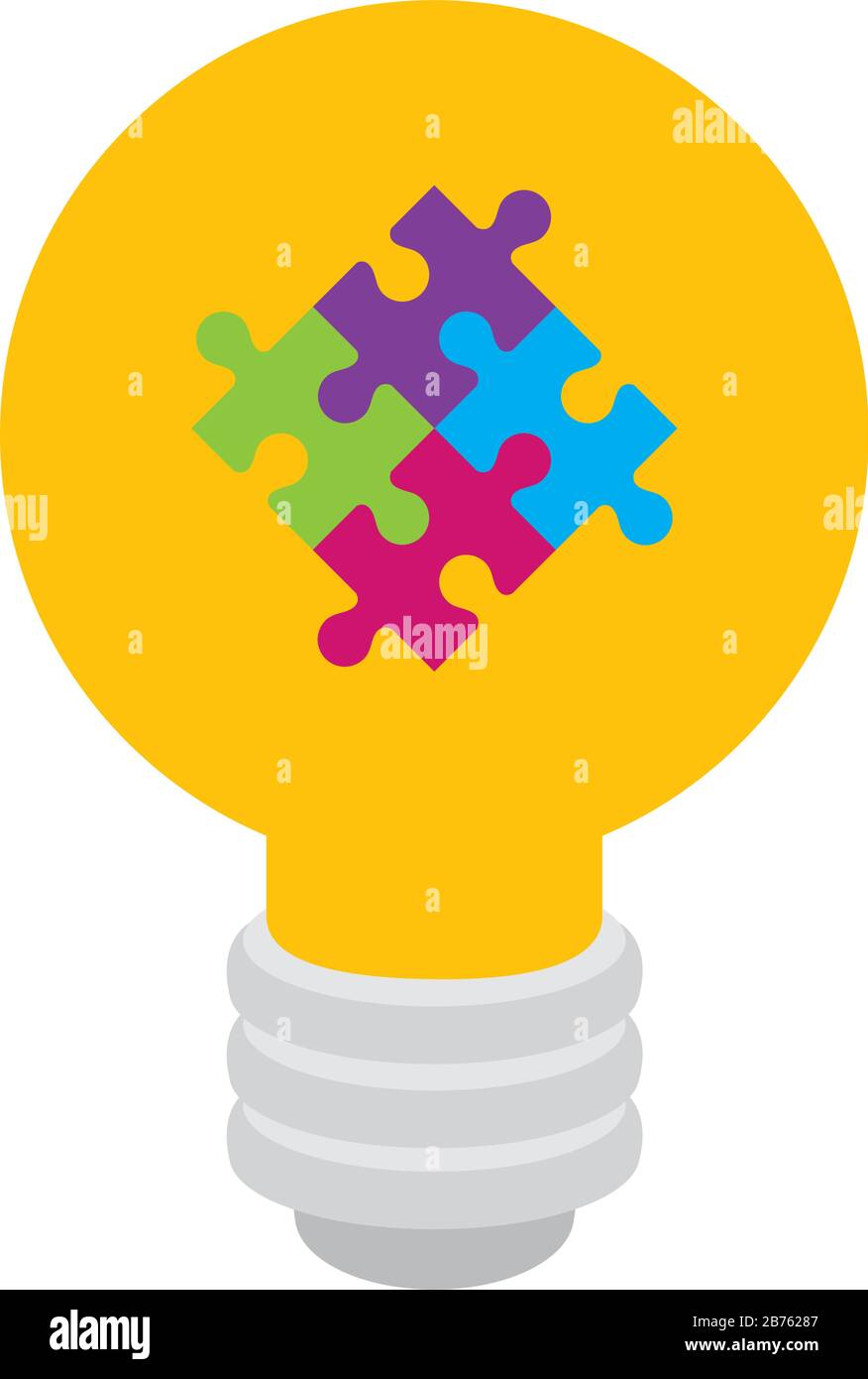 light bulb with puzzle pieces isolated icon Stock Vector Image & Art ...