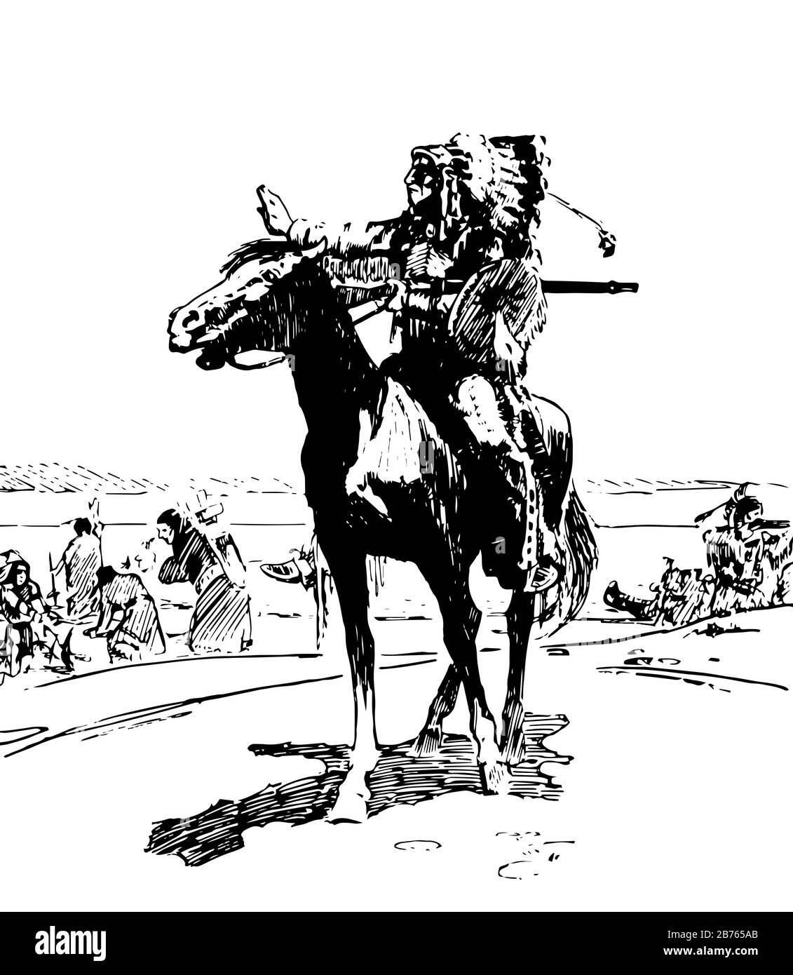 The Black Hawk Tragedy, this scene shows a man riding horse telling ...