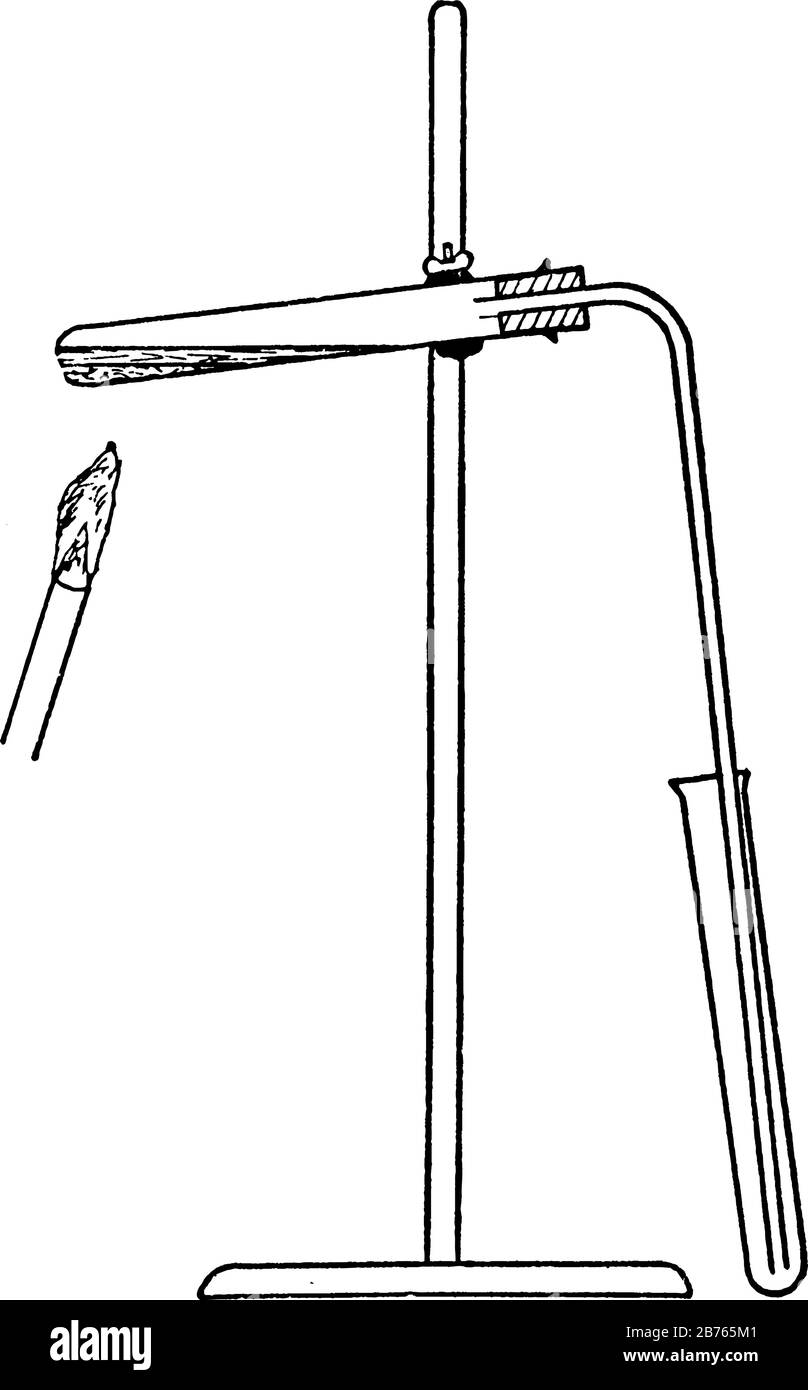 Connected test tubes shown here, vintage line drawing or engraving ...