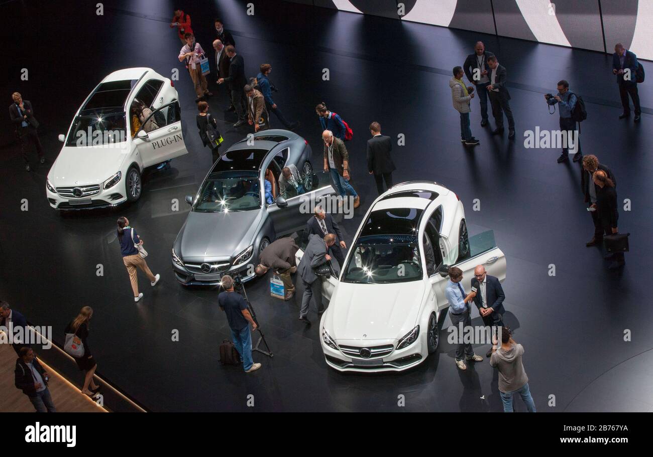 Visitors of the 66th IAA Cars Frankfurt/Main will have a look at the ...