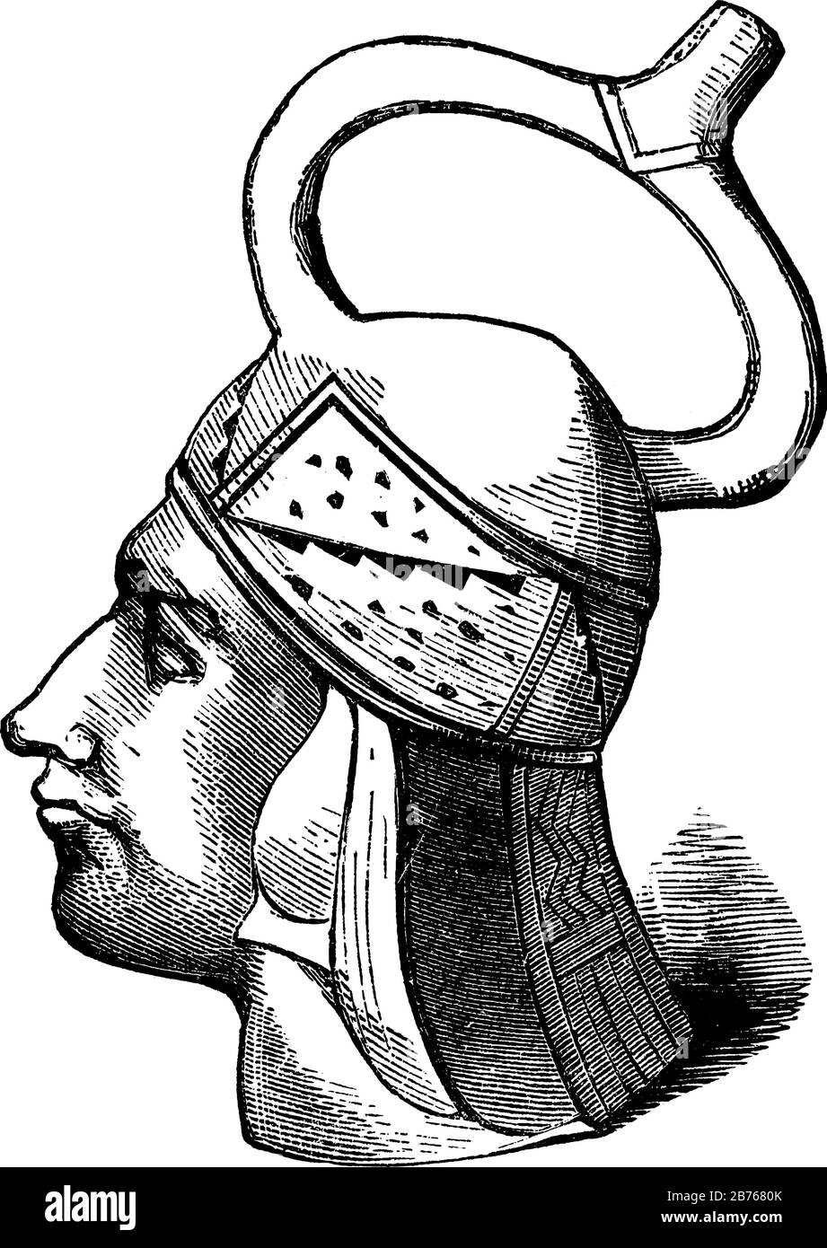 Vessel are used in Peruvian drinking, vintage line drawing or engraving ...