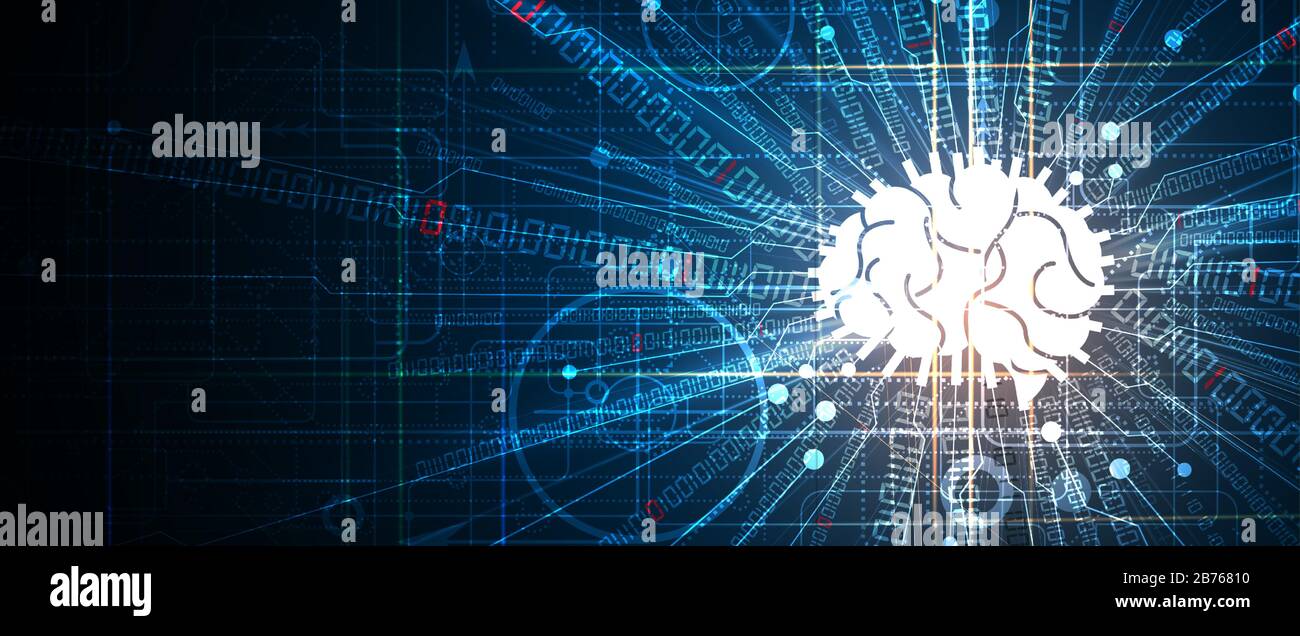 Abstract human brain. Artificial intelligence new technology. Science futuristic background ...