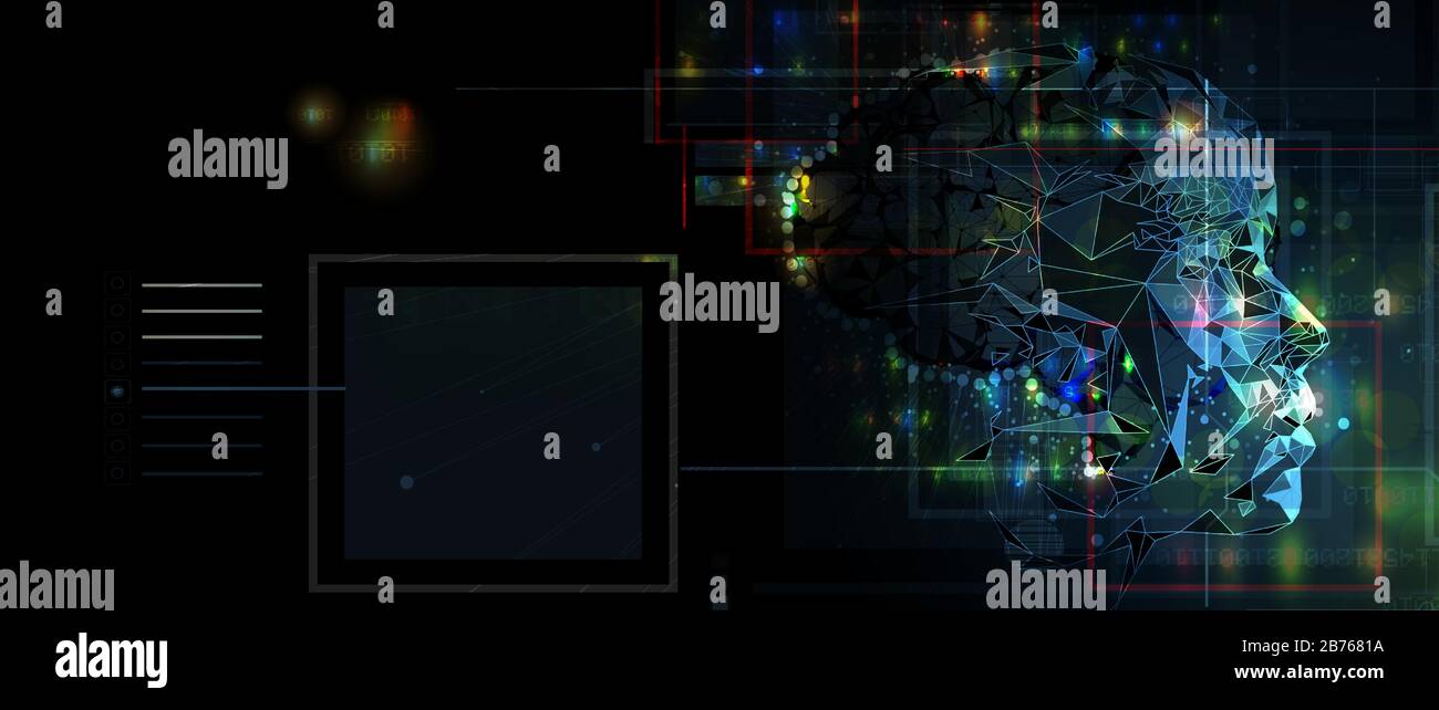Abstract human brain. Artificial intelligence new technology. Science futuristic background ...
