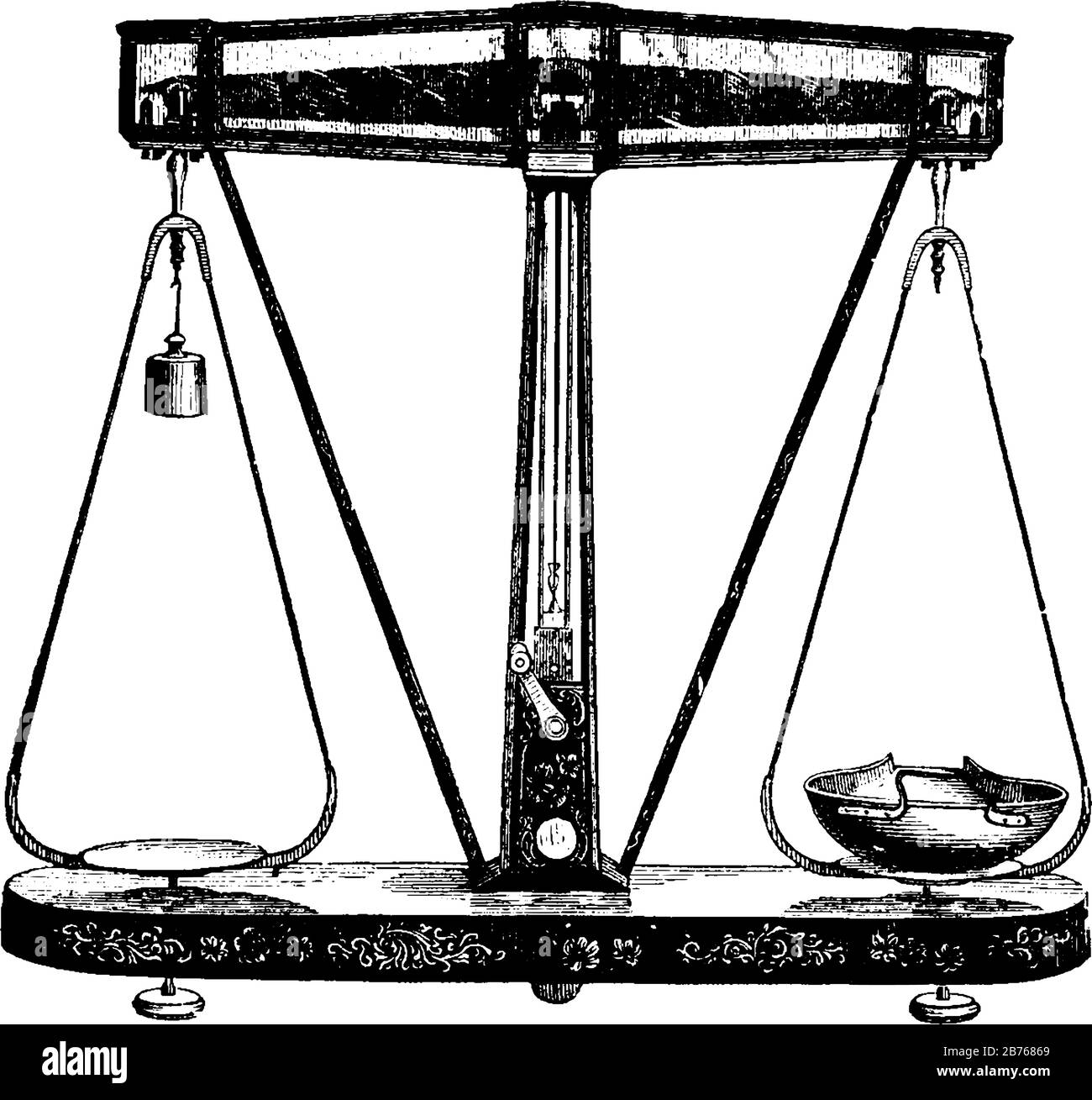 This illustration represents Scales used for coining, vintage line ...