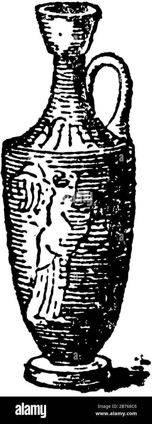 Lekythos used for storing oil, It has a narrow body and one handle ...