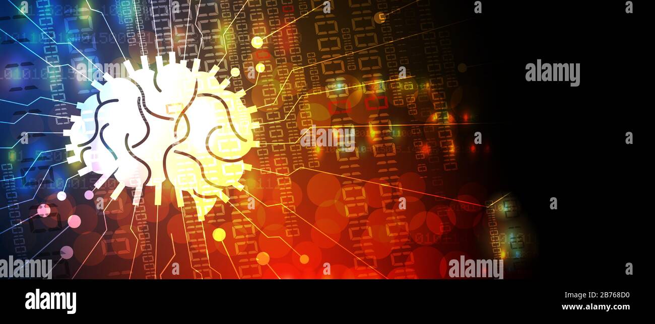 Abstract human brain. Artificial intelligence new technology. Science futuristic background ...