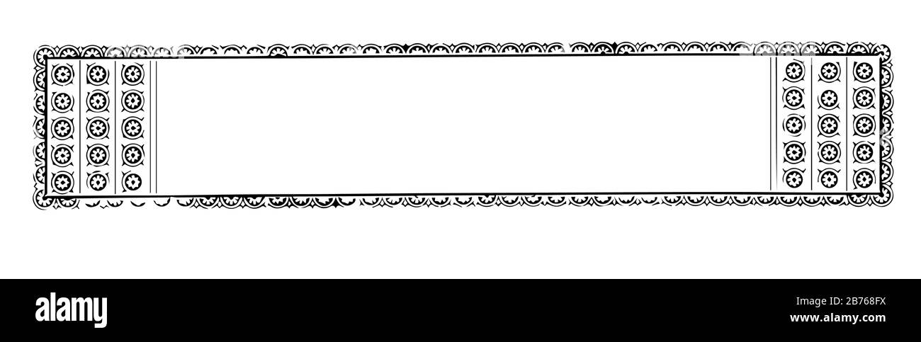 Ornate banner have three pillar design with the left and right side ...