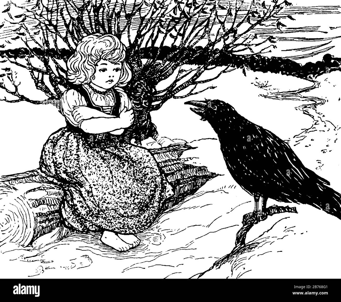Girl Sitting Against Tree Drawing