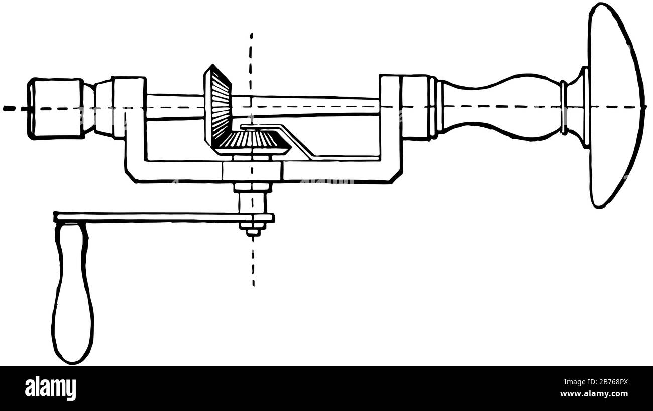This illustration represents function of Boring Angle Brace, vintage ...