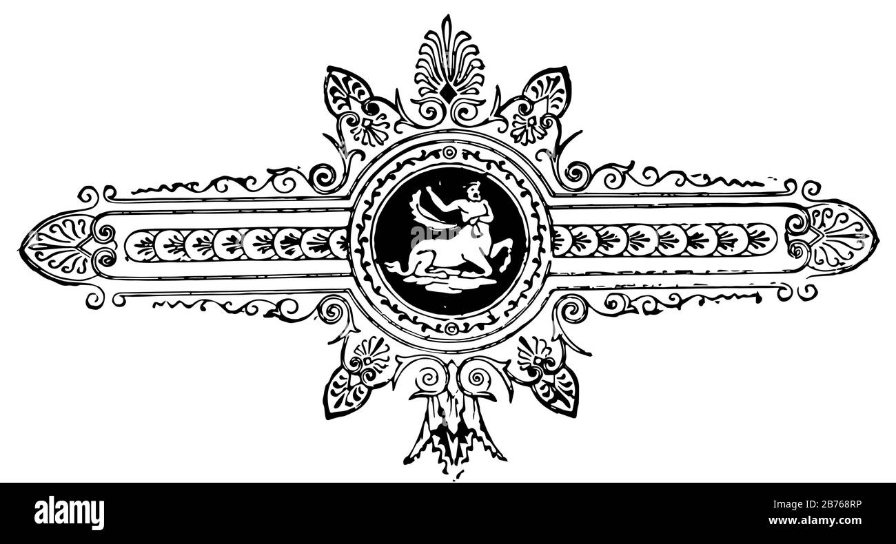 Doodad have Footer image in center of pattern, vintage line drawing or ...