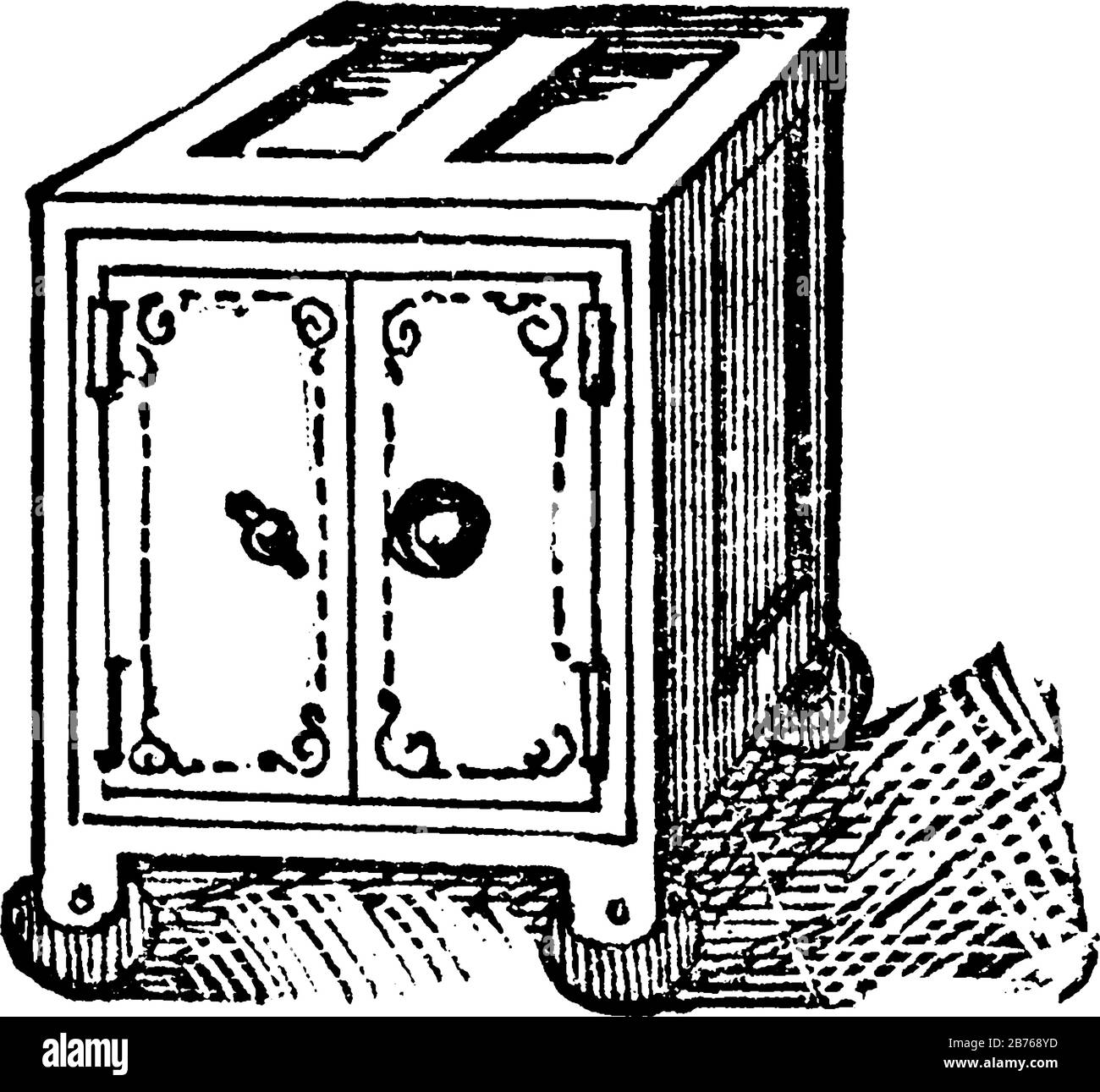 This illustration represents Safe for containing money valuable papers ...