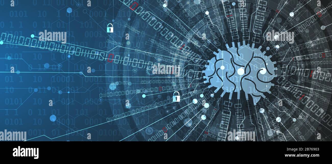 Abstract human brain. Artificial intelligence new technology. Science futuristic background ...