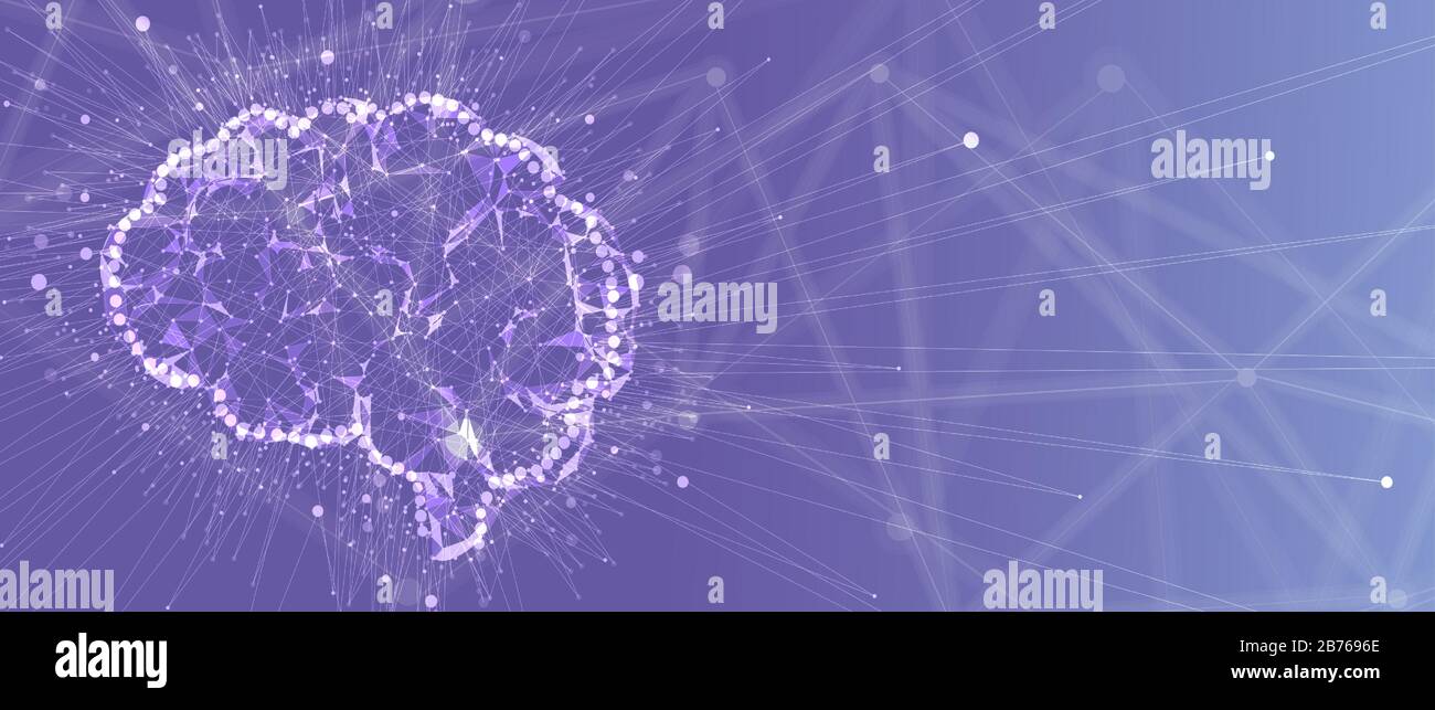 Abstract human brain. Artificial intelligence new technology. Science futuristic background ...