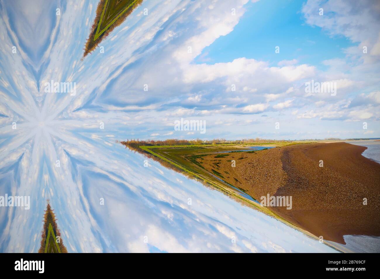 Abstract kaleidoscope image based on shingle banks and heathlands at ...