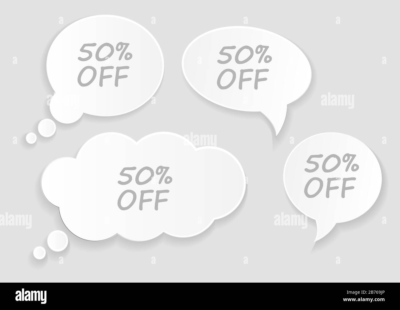 White paper cut speech bubbles on transparent background Stock Vector ...