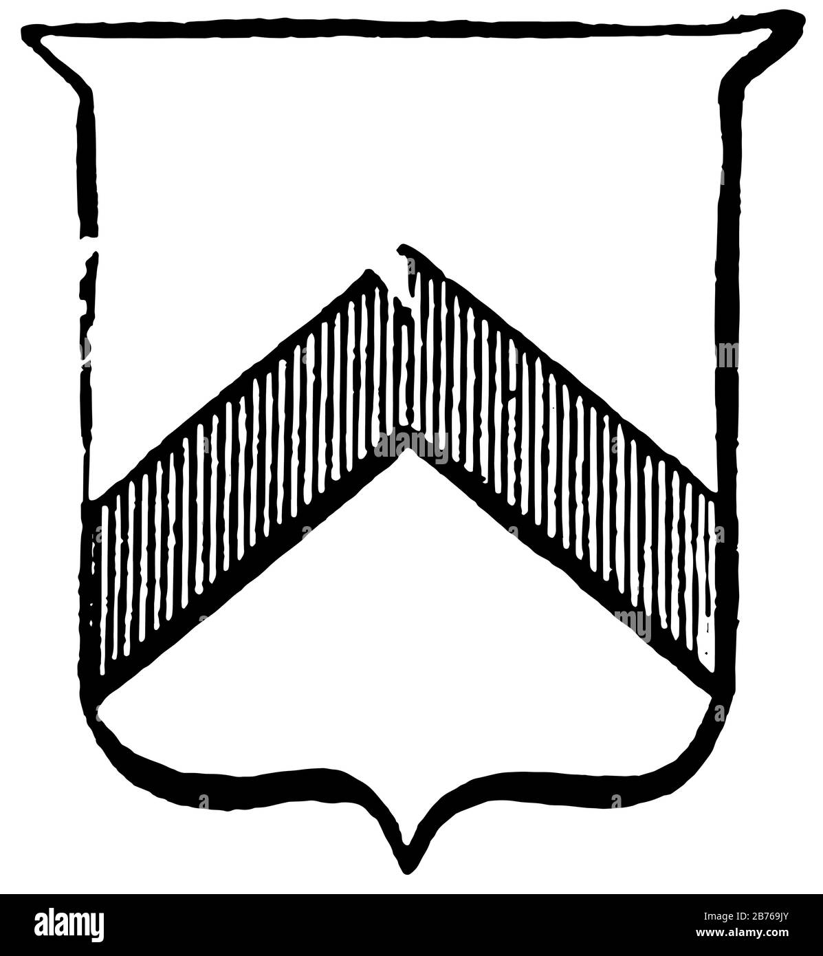Heraldry Chevron have line pattern in one part, vintage line drawing or ...