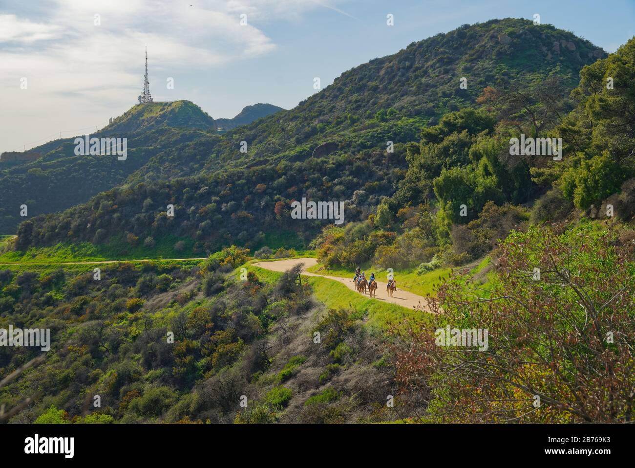 Los Angeles, California/USA - April 8, 2018 Griffith Park hiking trail ...