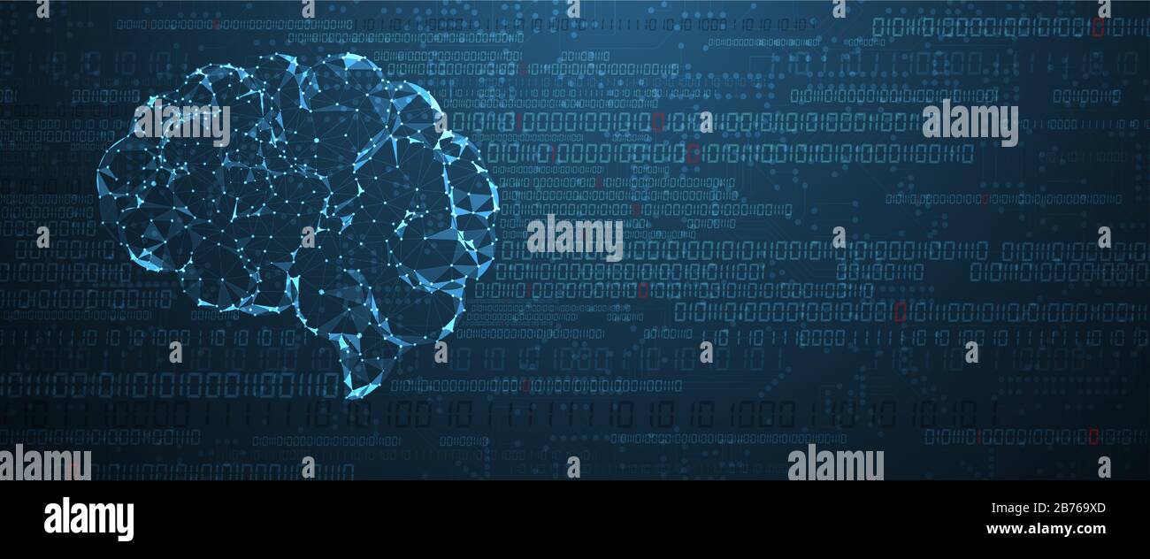 Abstract human brain. Artificial intelligence new technology. Science futuristic background ...