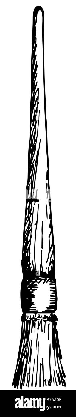 Paintbrush is a long stick brush, vintage line drawing or engraving ...
