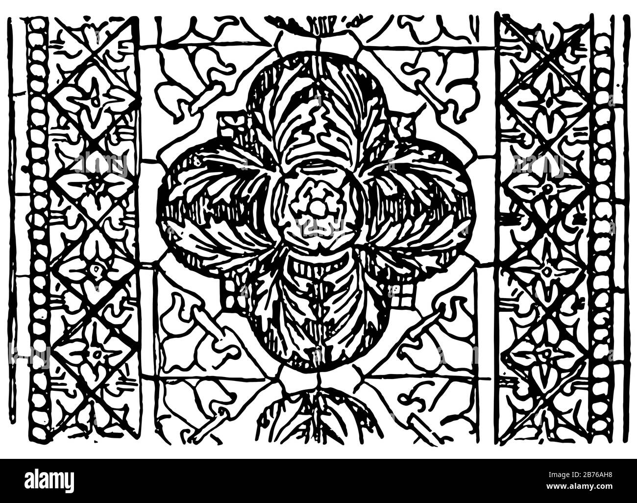 German Grisaille window from Altenburg, it is a fully decorated window ...