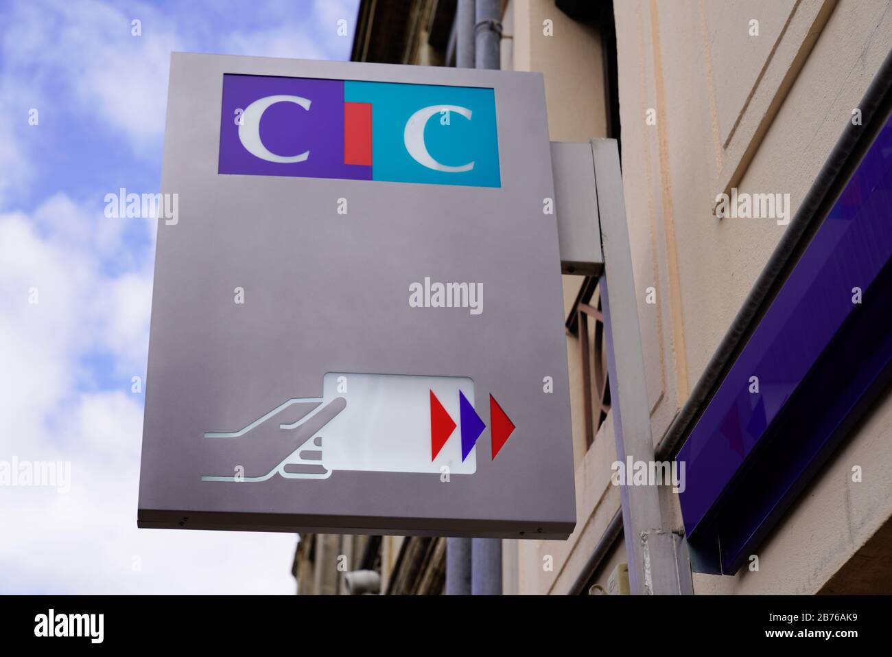 Bordeaux , Aquitaine / France - 10 17 2019 : CIC logo on board on ...