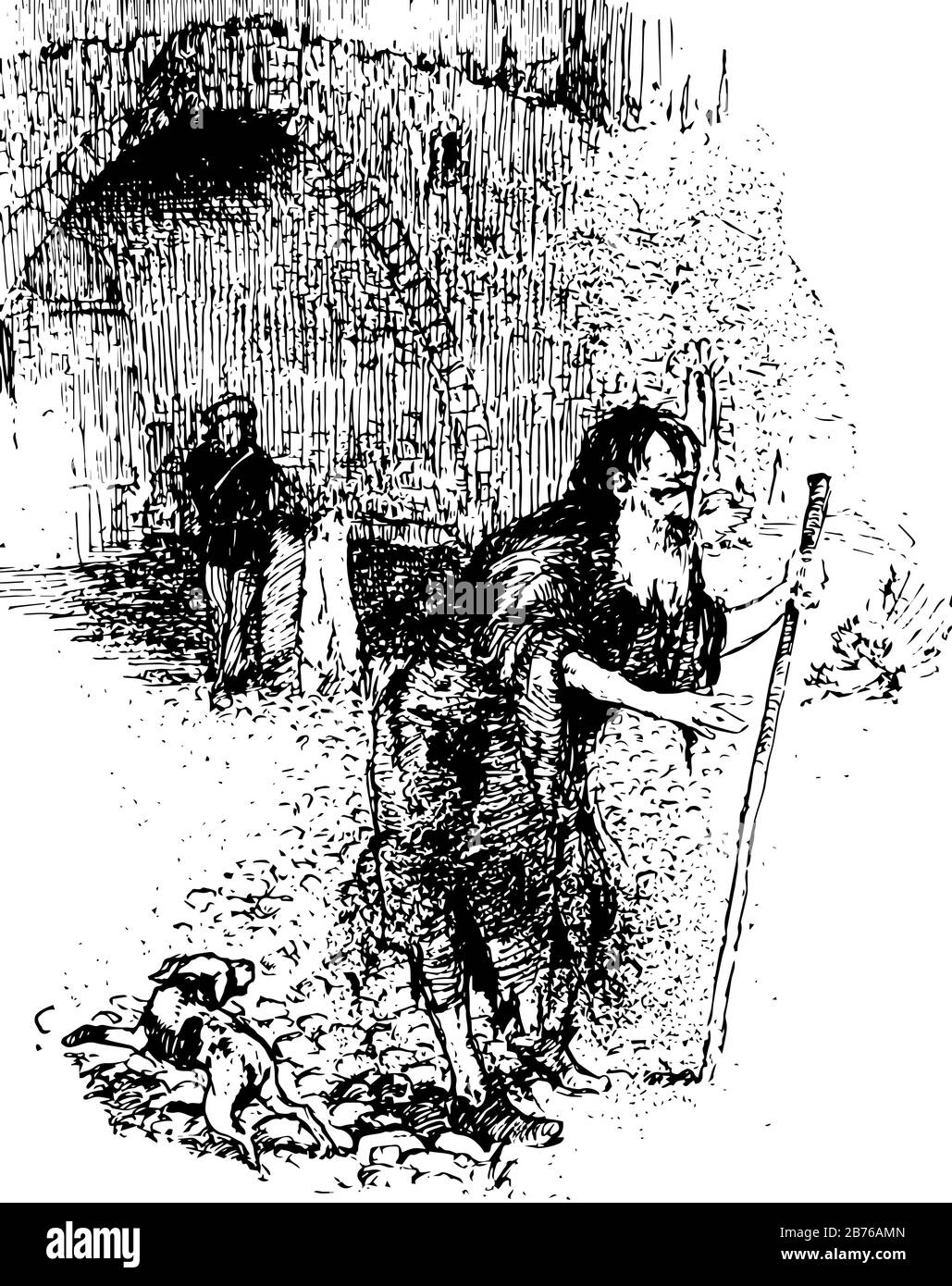 Mariner, this scene shows a man is standing and an old man walking away ...